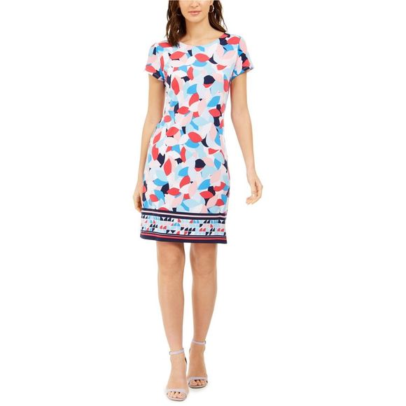 Pappagallo | Dresses | Pappagallo Womens Multi Tone Sheath Dress Blue ...